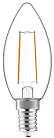 Prémiová retro LED žárovka svíčka E14 2,5W 250lm teplá, filament, ekv. 25W, 3 roky