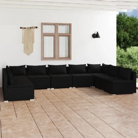 vidaXL 9dílná zahradní sedací souprava s poduškami polyratan [3101909] Barva: Černá