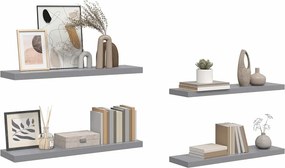 Plovoucí nástěnné police 4 ks šedé 90 x 23,5 x 3,8 cm MDF 323861