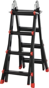 HOMCOM Telescopic Ladder Skládací Žebřík, 4m Hliníkový Žebřík Proti Sklouznutí A-rámový Telescopic Rozšiřitelný Žebřík do 150 kg nosnosti | Aosom