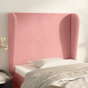 Čelo postele typu ušák růžové 83 x 23 x 118/128 cm samet 3117711