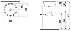 Laufen Pro B Umyvadlová mísa 42 x 42 cm bez přepadu, bílá H8129620001121