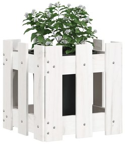 Zahradní truhlík plotový design bílý 30x30x30 cm masiv borovice