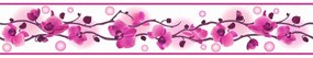 Bordura na zeď samolepicí - Květy jabloně fialové