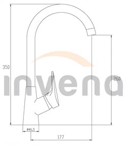 Invena Verso, vysoká dřezová baterie h-350, chromová, INV-BZ-82-L01-X