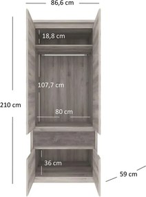 Skříň 4d1s kaštan nairobi / onyx Jazz