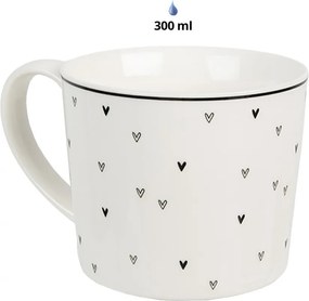 Bílý hrnek se srdíčky Lovely Day - 12*8*7 cm / 275 ml