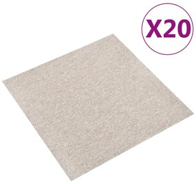 vidaXL Kobercové podlahové dlaždice 20 ks 5 m² 50x50 cm světle béžové