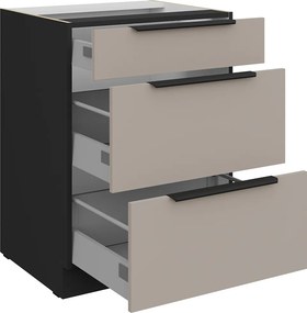 Kuchyňská linka ARIA cb | 390 cm | UNI dvířka | ANTI FINGERPRINT povrch | černá/béžová