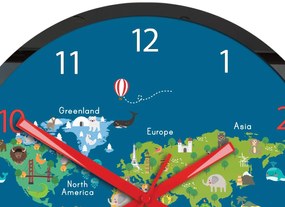 Dětské nástěnné hodiny Mirro Mapa světa 30 cm vícebarevné