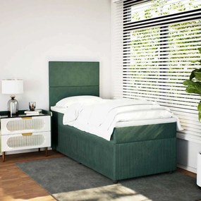 Box spring postel s matrací tmavě zelená 80 x 200 cm samet 3294487