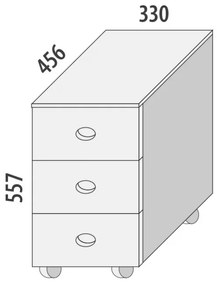 Domestav BUBBLES kontejner 3 zásuvky buk, mořený
