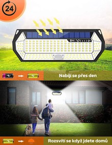 Bezdoteku LEDSolar 196 solární venkovní světlo svítidlo, 196 LED se senzorem, bezdrátové, 4W, studená            barva