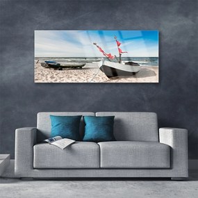 akrylový obraz Loďka Pláž Krajina 125x50 cm