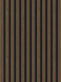 Mexen Lam-F, akustické stěnové lamely 275 × 30 cm, plstěný podklad 8 mm, technická dýha, ořech espresso, S105-275307-3015-019