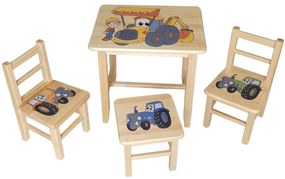Drew-mix Dětský stůl ze dřeva se židličkami Bagr Vzor 37