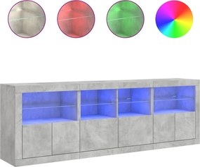 Příborník s LED osvětlením betonově šedý 202 x 37 x 67 cm 3209012