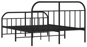 Kovový rám postele s hlavovým a nožním čelem černý 183 x 213 cm,  353658