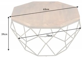 Přírodní dřevěný konferenční stolek Diamond 70 cm