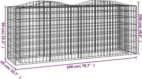 Klenutý gabion vyvýšený záhon 200x50x100 cm pozinkované železo 153546