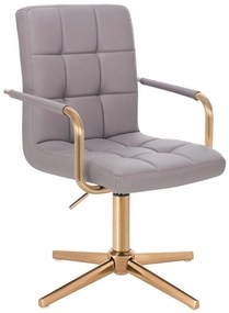 LuxuryForm DESIGN Otočná židle VERONA GOLD na zlatém kříži - šedá