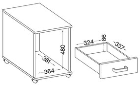 MELTA | komoda na kolečkách AR201 | 40,2 cm | artisan