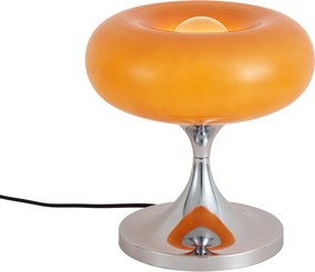 Retro stolní lampa chromová s oranžovým skleněným stínidlem 31 cm - Glaze