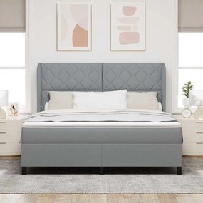 Postel s boxspringem s čelo Světle šedá 180 x 200 cm textil 3340641