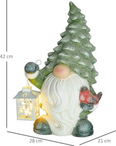 HOMCOM Vánoční skřítek s lucernou, LED, na baterie, odolný proti povětrnostním vlivům, 28x21x42 cm