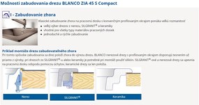 Blanco Zia 45 S Compact, silgranitový dřez 680x500x190 mm, 1-komorový, šedá vulkán, BLA-527380