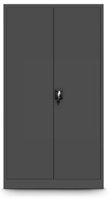 Plechová policová skříň s dveřmi a skřínkou pro osobní věci TOMASZ, 900 x 1850 x 450 mm, antracitová