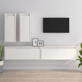 TV skříňky 4 ks bílé masivní borové dřevo 3100180