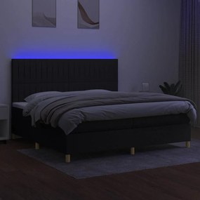 Box spring postel s matrací a LED černá 200x200 cm textil 3135623