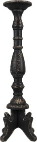 Černý antik dřevěný svícen Vien - Ø 21*60 cm