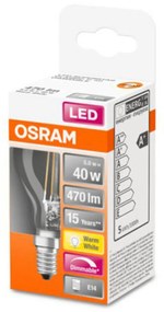 LED žárovka kapka E14 4,8W filament 2 700K dimm