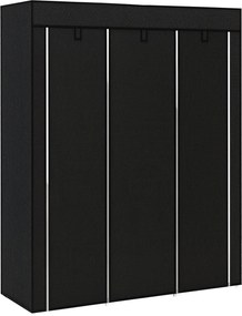 HOMCOM Textilní Skříň, Činžovní Skříň s Visící Tyčí, 8 Polic, Skládací Skříň, Černá, 125 x 43 x 162,5 cm | Aosom