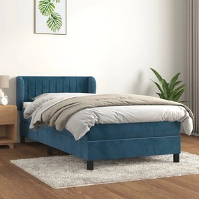 Box spring postel s matrací tmavě modrá 100x200 cm samet 3127599