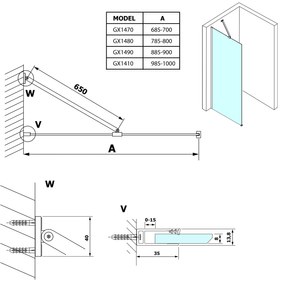 Gelco, VARIO CHROME jednodílná sprchová zástěna pro instalaci ke zdi, matné sklo, 1000 mm, GX1410GX1010