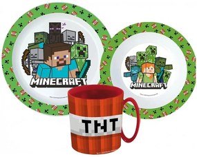 Sada plastového nádobí Minecraft s červeným hrnkem TNT - 3 díly