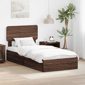 Postel s úložným prostorem se zásuvkou Hnědý dub 75 x 190 cm 3412331