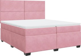 Box spring postel s matrací růžová 200x200 cm samet 3291001
