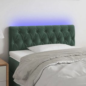 Čelo postele s LED tmavě zelené 90 x 7 x 78/88 cm samet 3121987