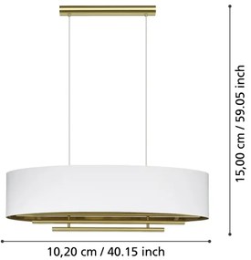 Eglo 390182 - Lustr na lanku PINETARA 4xE27/40W/230V bílá/zlatá