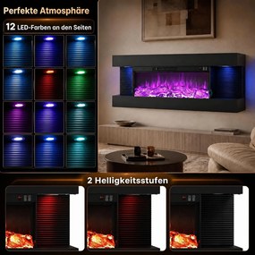 Costway Třístranný elektrický krb 102 cm s LED, černý