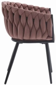 Set dvou jídelních židlí ORION sametové tmavě růžové (černé nohy) 2ks