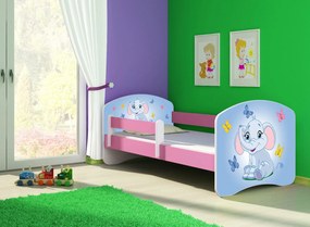 Dětská postel - Modrý sloník 2 160x80 cm růžová