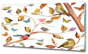 Wallmuralia Foto-obraz na skle Ptáci a motýli 100x50