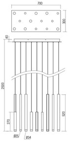 Redo 01-2056 - LED Lustr na lanku MADISON 14xLED/4W/230V černá