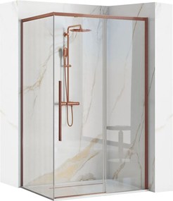Rea Solar, sprchový kout s posuvnými dveřmi 100(dveře) x 80(stěna) x 195 cm, 6mm čiré sklo, měděný matný profil, REA-K9513