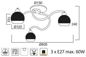 ACA DECOR Stropní svítidlo ALIEN max. 3x60W/E27/230V/IP20, barva chromu